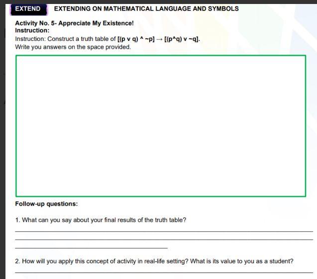 Solved EXTEND EXTENDING ON MATHEMATICAL LANGUAGE AND SYMBOLS | Chegg.com