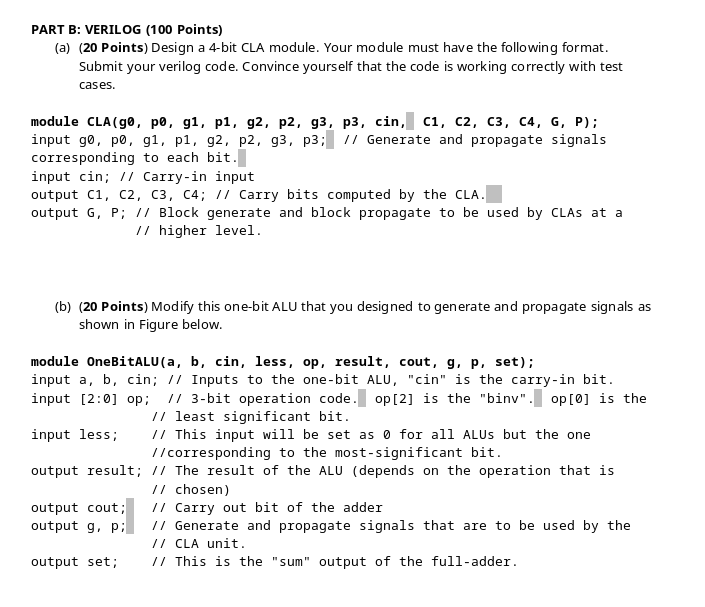 Solved (a) (20 Points) Design a 4-bit CLA module. Your | Chegg.com