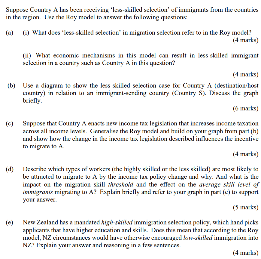 Solved Suppose Country A has been receiving 'less-skilled | Chegg.com