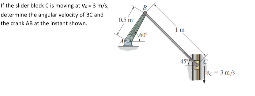Solved If the slider block C is moving at Vc = 3 m/s, | Chegg.com