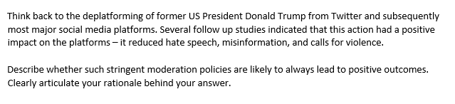 Solved Think back to the deplatforming of former US | Chegg.com