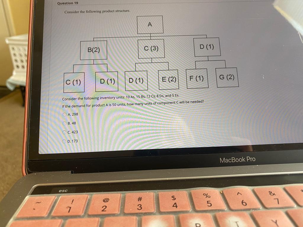 Solved Question 19 Consider the following product structure. | Chegg.com