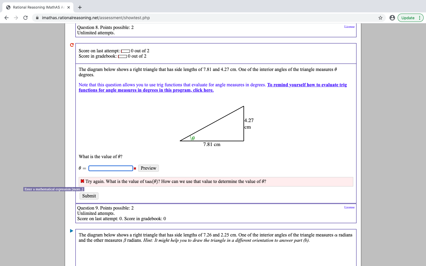 Solved Rational Reasoning IMathAS AS X + c Update : | Chegg.com