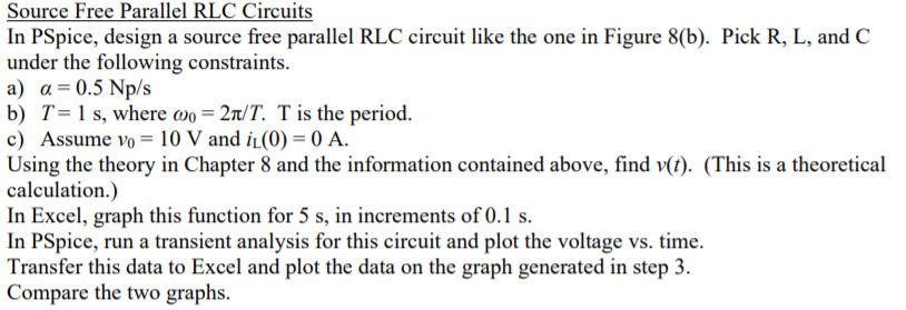 Solved Figure 8: (b) parallel RLC circuit. Source Free | Chegg.com