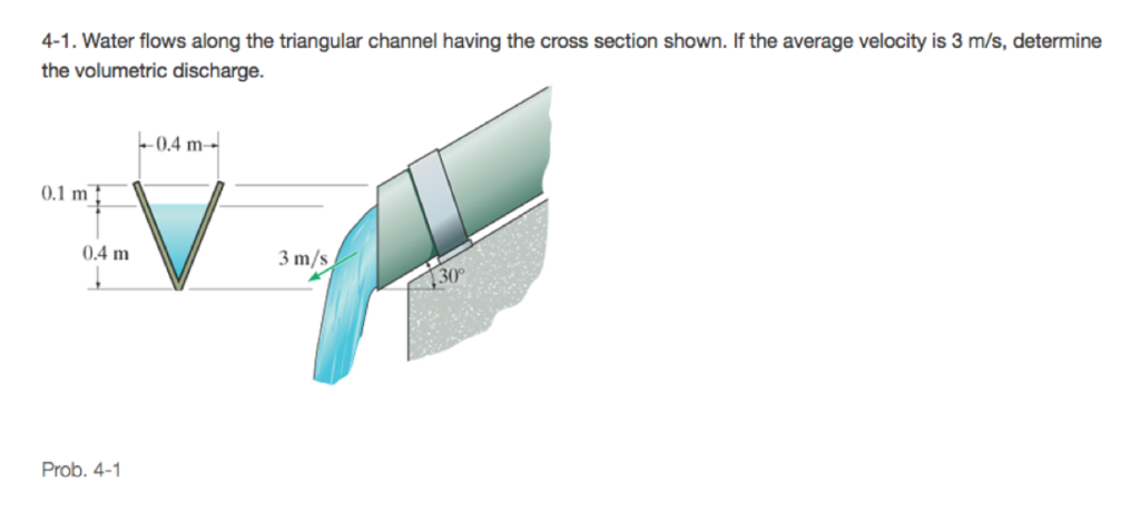 Solved 4-1. Water flows along the triangular channel having | Chegg.com