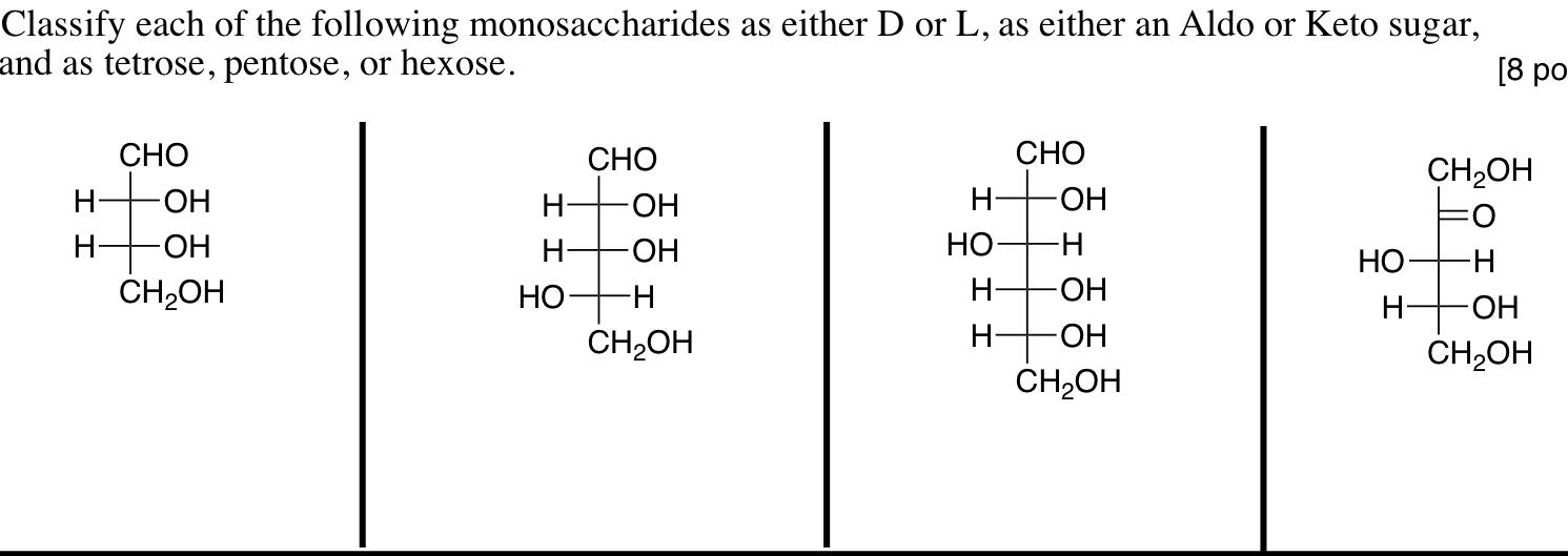 Solved Classify each of the following monosaccharides as | Chegg.com