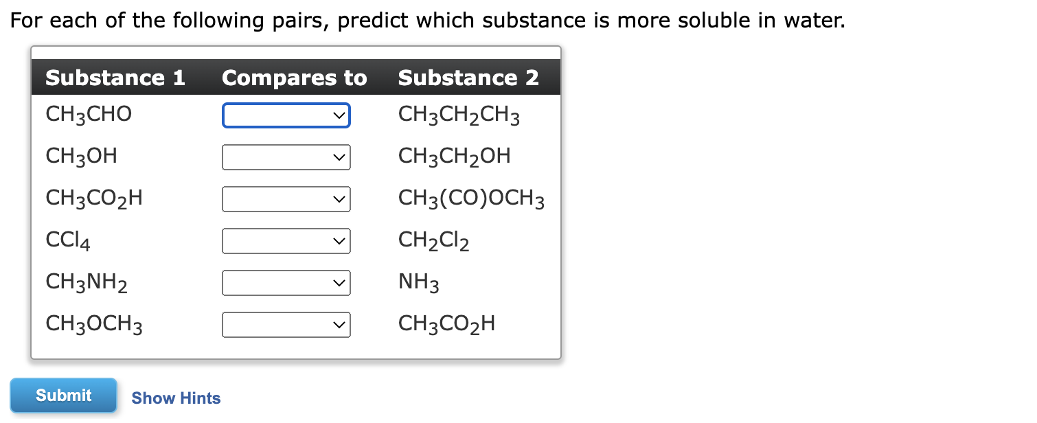 Solved Eor each of the following pairs, predict which | Chegg.com