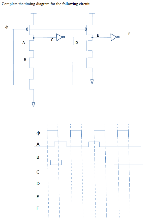 Solved Complete the timing diagram for the following circuit | Chegg.com