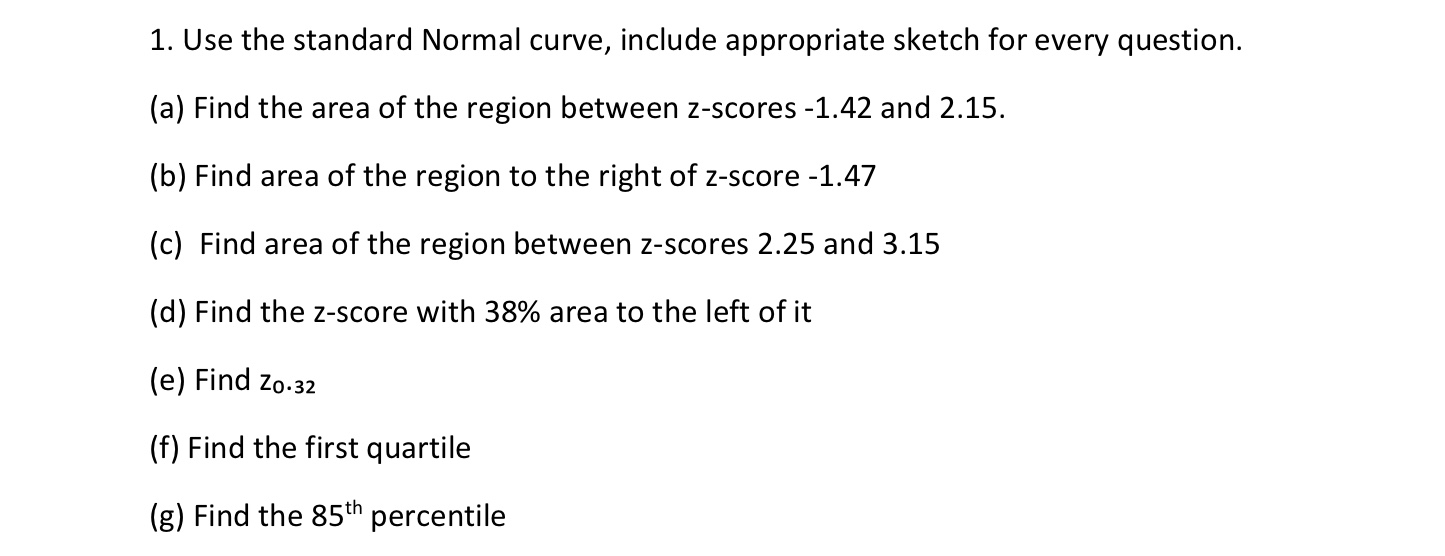 Solved 1. Use the standard Normal curve, include appropriate | Chegg.com