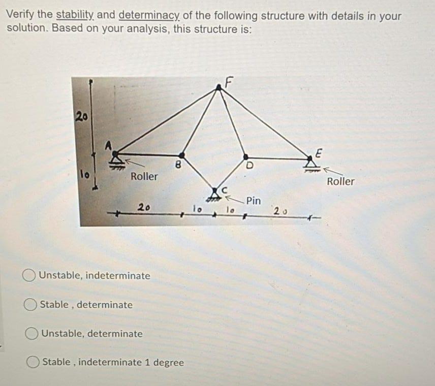 Solved Verify the stability and determinacy of the following | Chegg.com