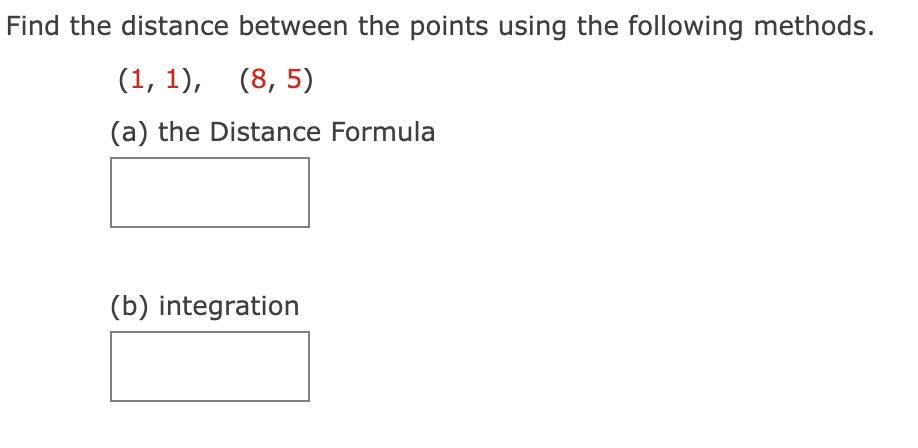 Find the distance between the points using the | Chegg.com