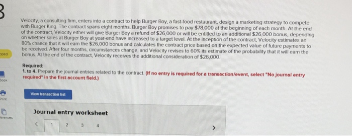 Solved Velocity, a consulting firm, enters into a contract | Chegg.com