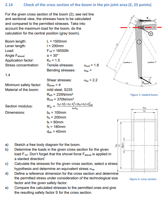 2.14 Check of the cross section of the boom in the | Chegg.com