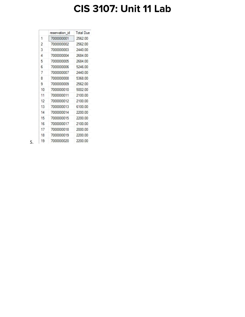 Solved I need help in making the SQL for numbers through 1 | Chegg.com