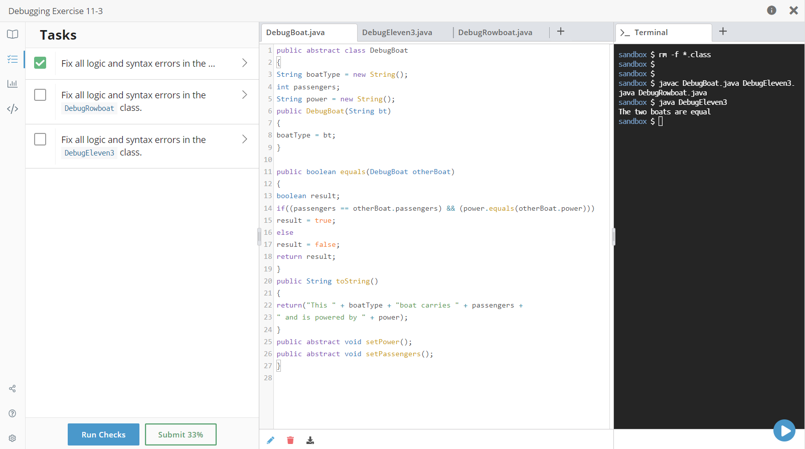 Java Debug The code works but is not meeting cengage | Chegg.com