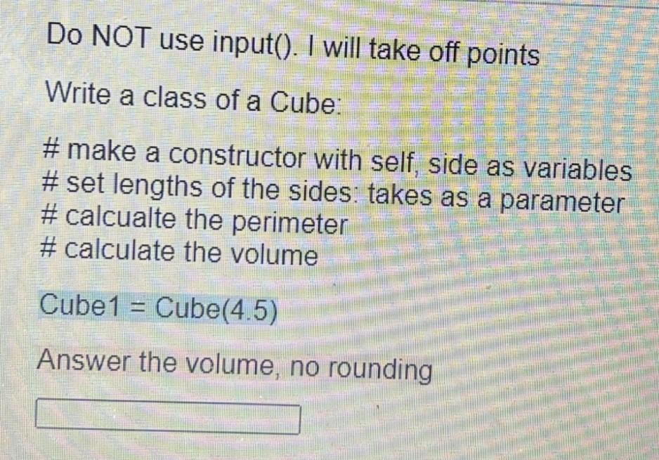 Solved Do NOT use input(). I will take off points Write a | Chegg.com