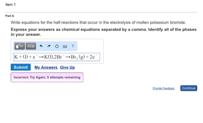 Solved Item 1 Part A Write equations for the half-reactions | Chegg.com