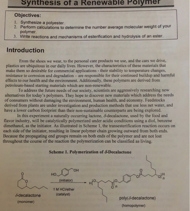 Solved Theoretical Molecular Weight of Polymers: 1. | Chegg.com