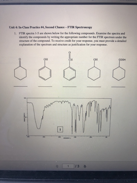 Solved Unit 4: In-Class Practice #4, Second Chance-FTIR | Chegg.com