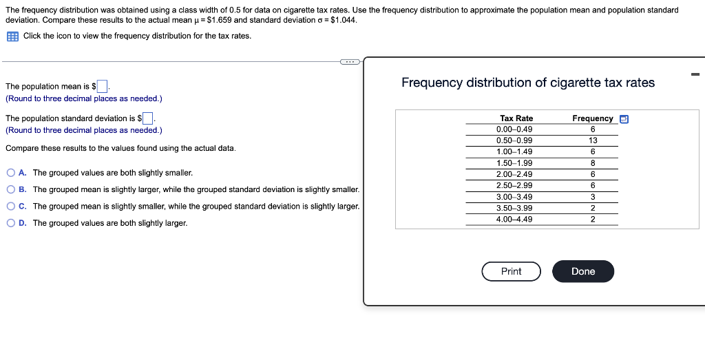 Solved The frequency distribution was obtained using a class | Chegg.com