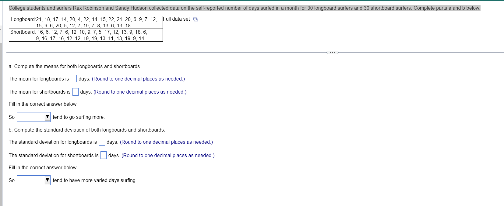 Solved College students and surfers Rex Robinson and Sandy | Chegg.com