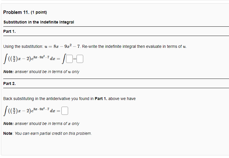 Solved Using the substitution: u=8x−9x2−7. Re-write the | Chegg.com