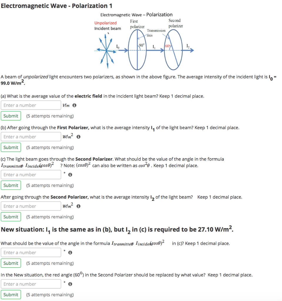 Solved Electromagnetic Wave - Polarization 1 Electromagnetic | Chegg.com