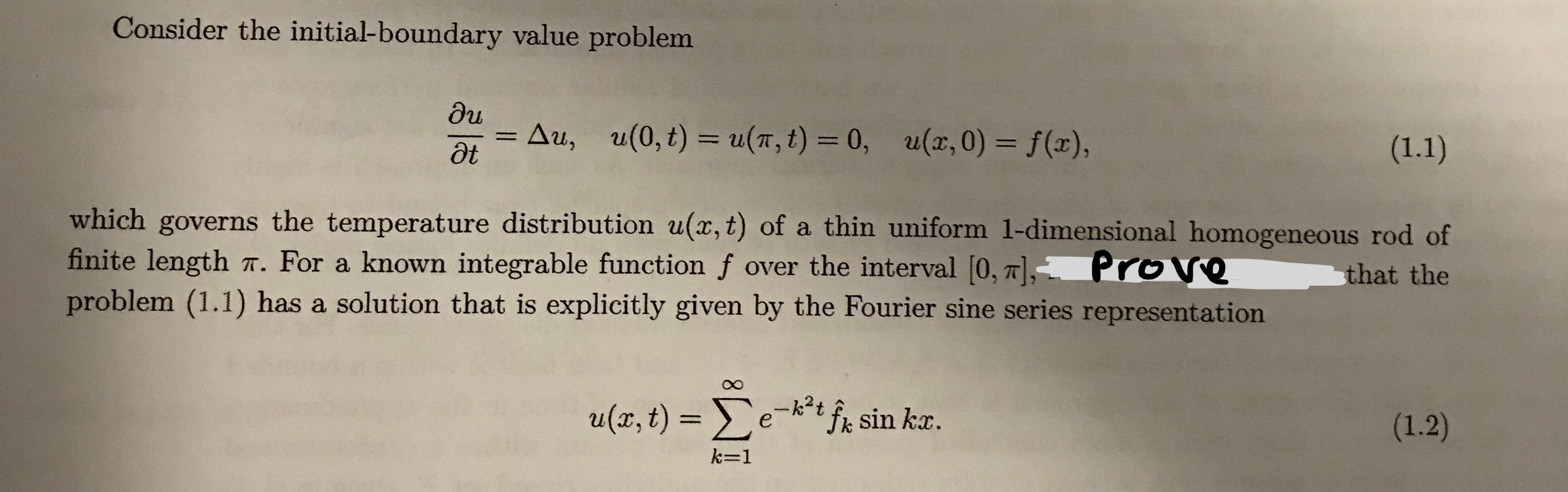 Solved Consider The Initial Boundary Value Problem