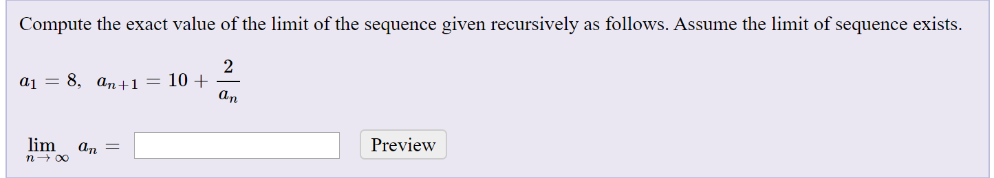 Solved Compute the exact value of the limit of the sequence | Chegg.com