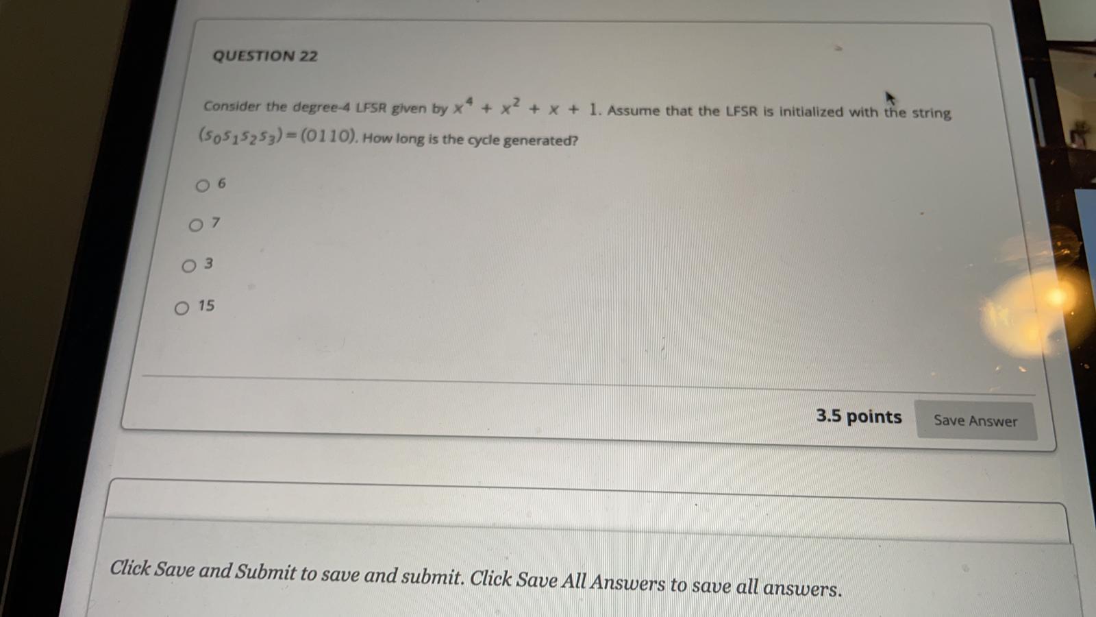 Solved QUESTION 22 Consider the degree 4 LFSR given by ** + | Chegg.com Solved QUESTION 22 Consider the degree 4 LFSR given by ** + | Chegg.com