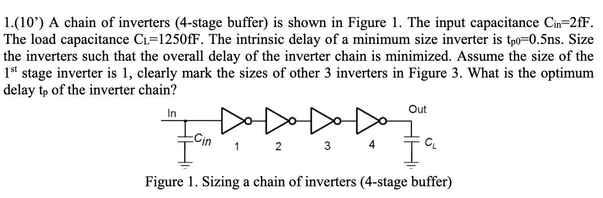 Solved 1.(10') A chain of inverters (4-stage buffer) is | Chegg.com