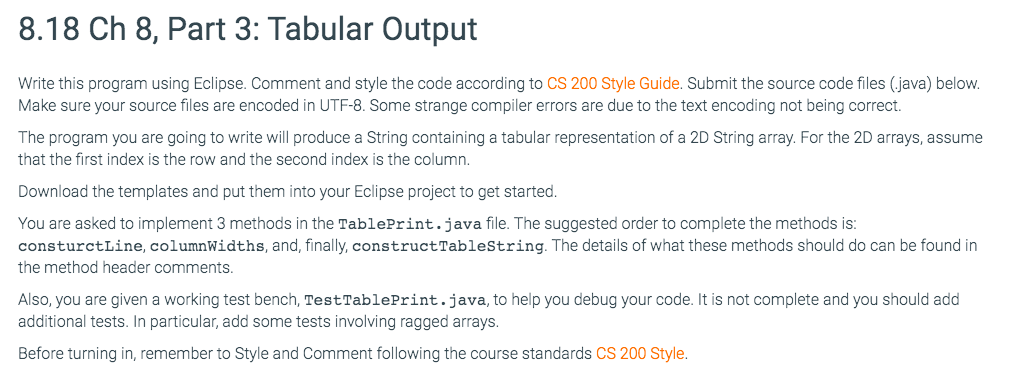 Part 3: Tabular Output Please work on | Chegg.com