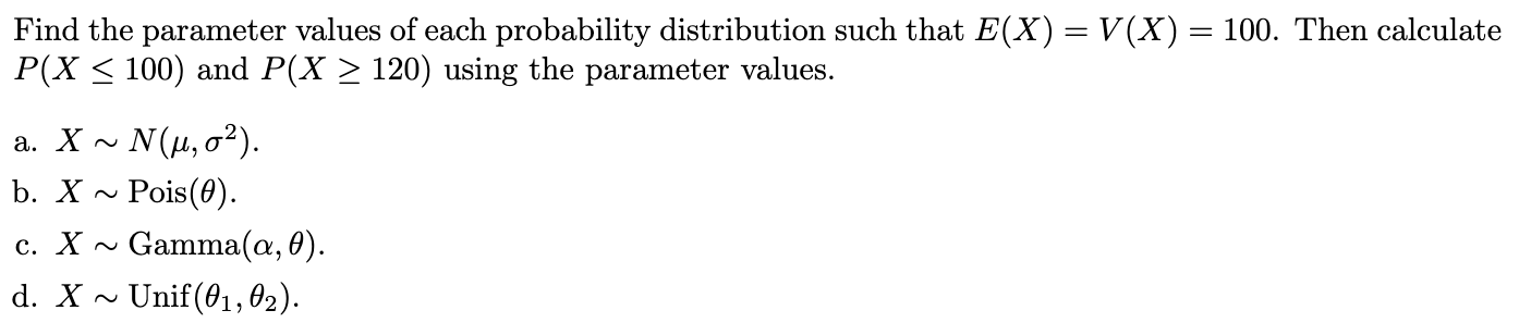 Solved Find the parameter values of each probability | Chegg.com