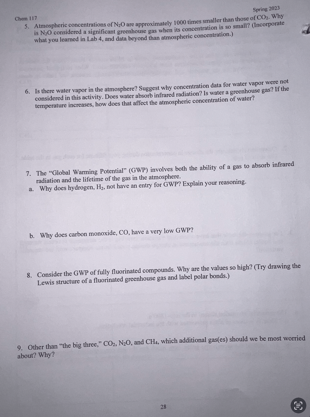 Lab 4 Worksheet: Which gases absorb infrared waves? | Chegg.com