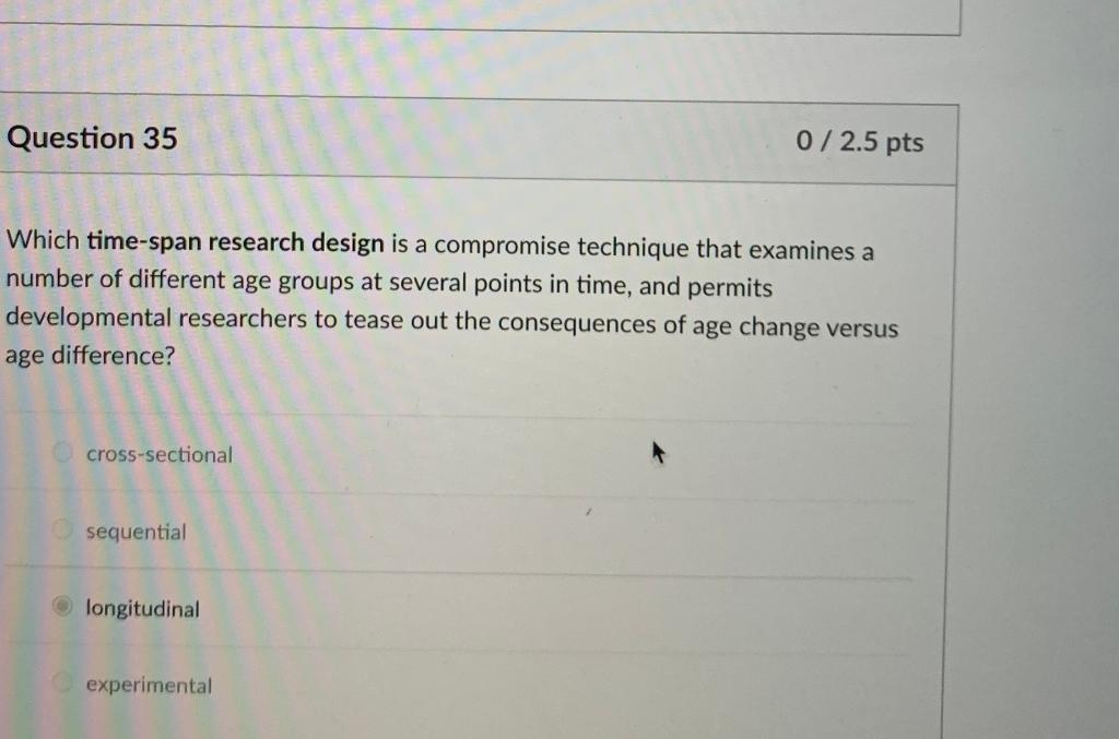 Solved Question 35 0 / 2.5 pts Which time-span research | Chegg.com