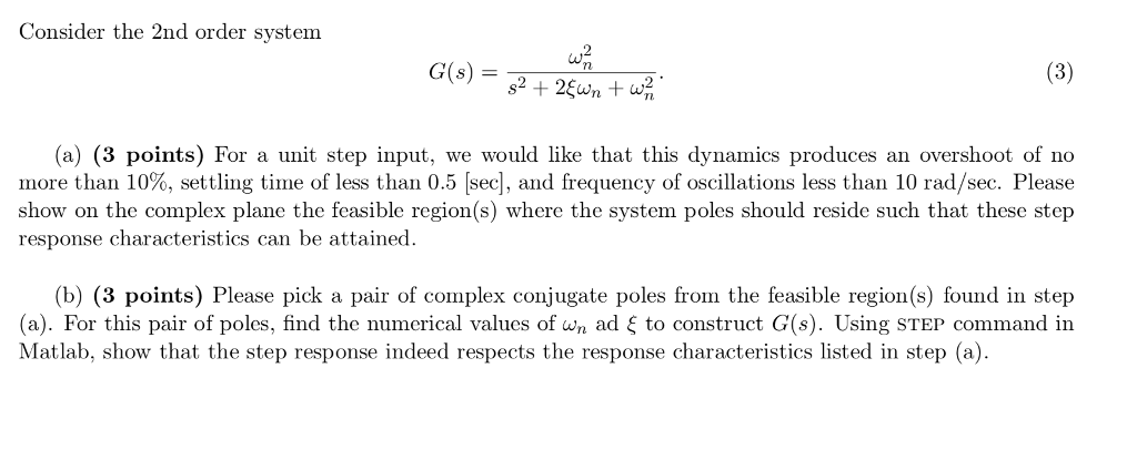 Solved Consider the 2nd order system (a) (3 points) For a | Chegg.com