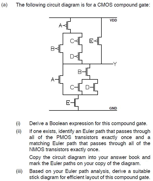 Solved (a) The following circuit diagram is for a CMOS | Chegg.com
