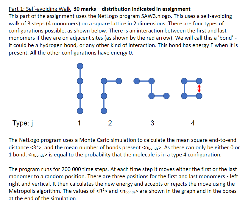 Part 1: Self-avoiding Walk 30 marks - distribution | Chegg.com