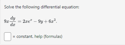 Solved Solve the following differential equation: | Chegg.com