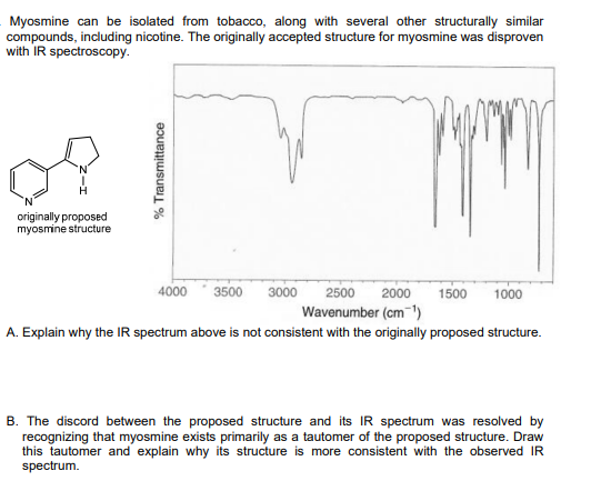 Solved Myosmine can be isolated from tobacco, along with | Chegg.com