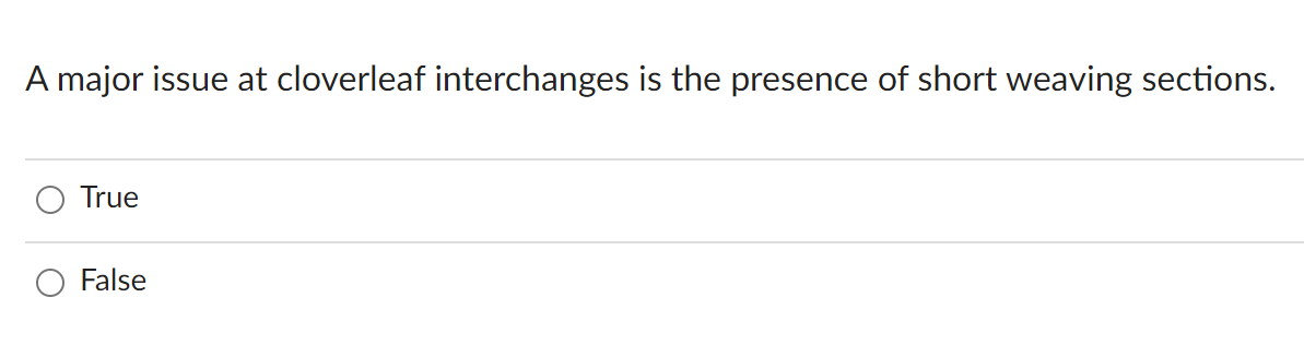 Solved A major issue at cloverleaf interchanges is the | Chegg.com