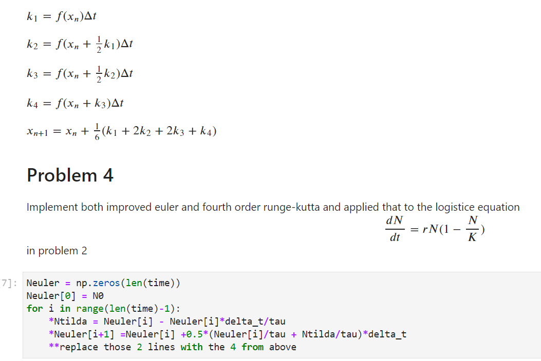Solved Please use Python code. Use the formulas for K1-k4 | Chegg.com