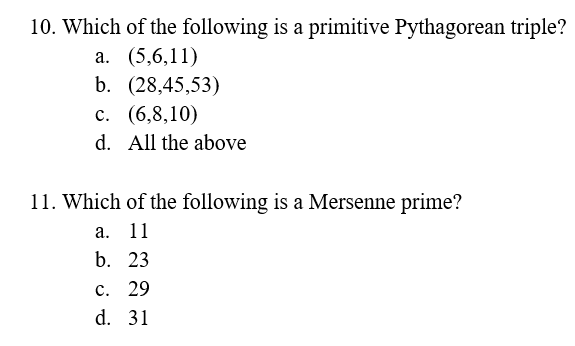 Solved NUMBER THEORY Choose the correct alternative and | Chegg.com