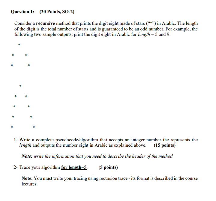 Solved Question 1: (20 Points, SO-2) Consider a recursive | Chegg.com