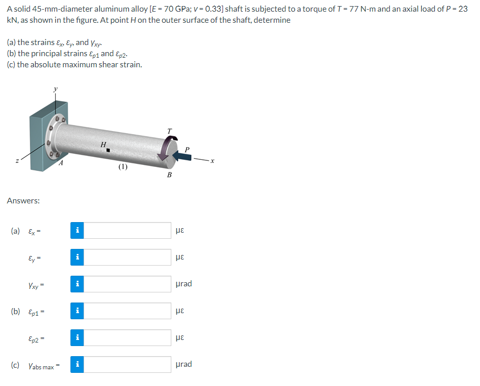 Solved A solid 45-mm-diameter aluminum alloy [E = 70 GPa; | Chegg.com