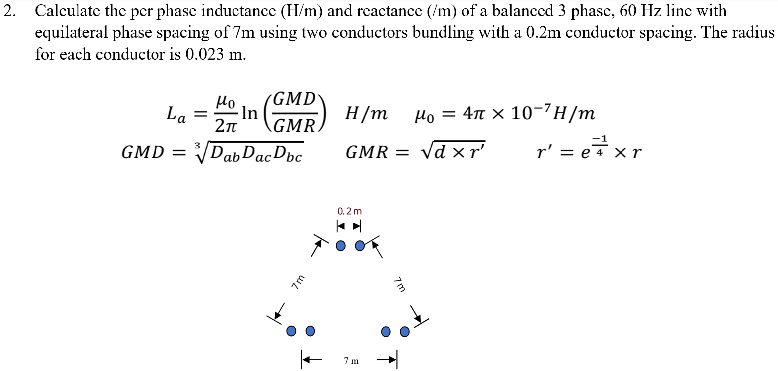 Solved Calculate The Per Phase Inductance H M And