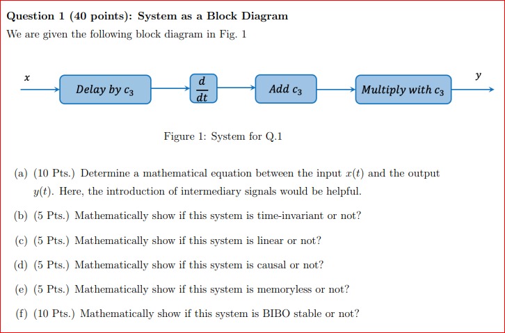 Solved Question 1 (40 points): System as a Block Diagram We | Chegg.com