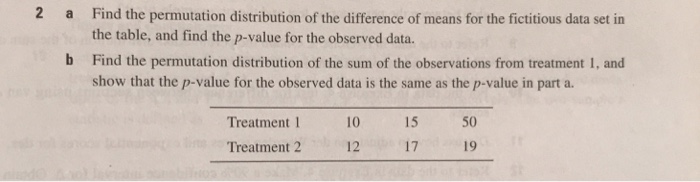 Solved 2 A Find The Permutation Distribution Of The