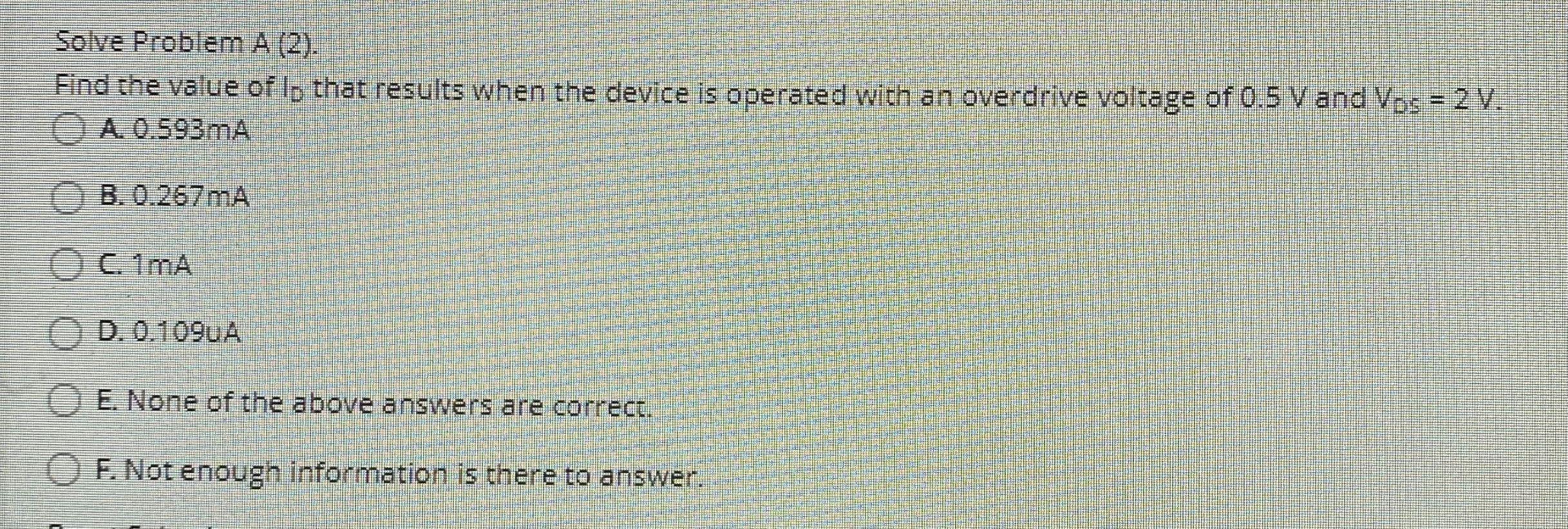 Solved Problem A 10 Points An Nmos Transistor Is