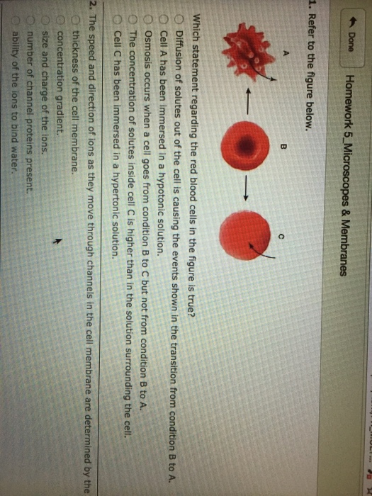 Solved ← Done | Homework 5-Microscopes & Membranes 1. Refer | Chegg.com